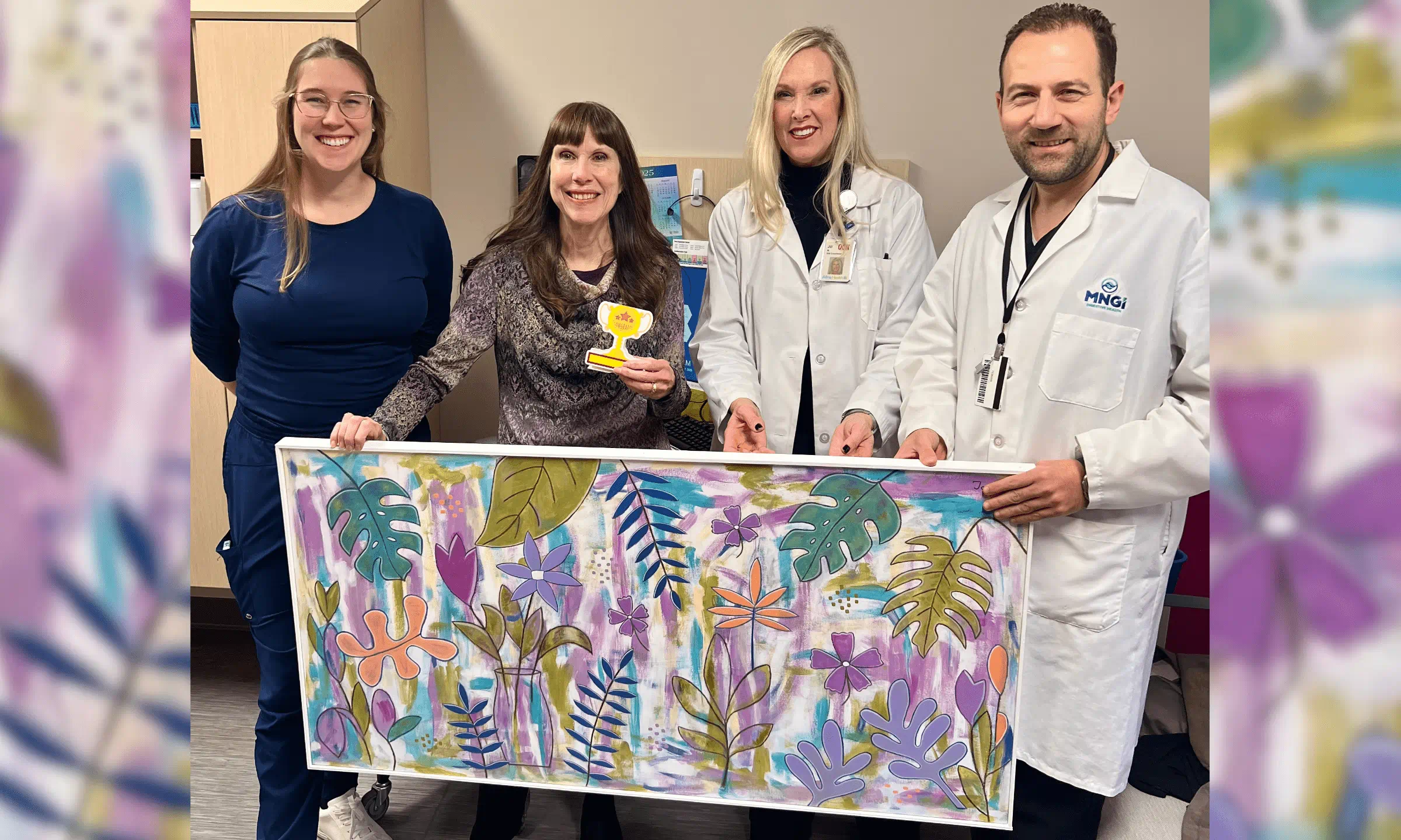 Cancer survivor thanks Allina Health care team with a painting of hope